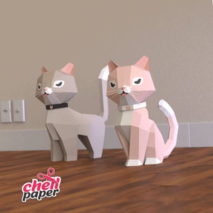 3D Papercraft Cat, Cat, 3D PDF Template, Papercraft Animals, Cat ...