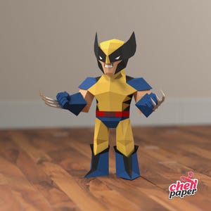 Wolverine, Deadpool, papercraft, diy, x-men, héroe, amarillo, hecho a ...
