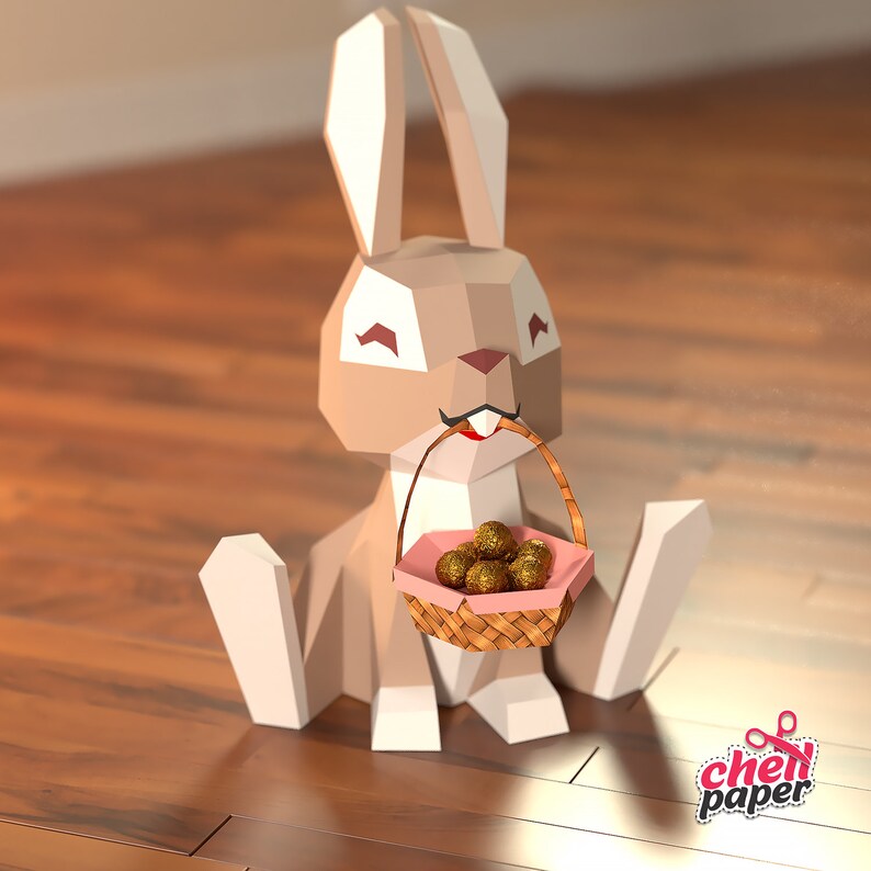 Bunny Bunny Papercraft Кролик Low Poly Animal Paper - Etsy