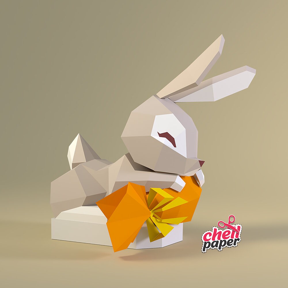 Easter Bunny Bunny Papercraft Low Poly Bunny Low poly | Etsy