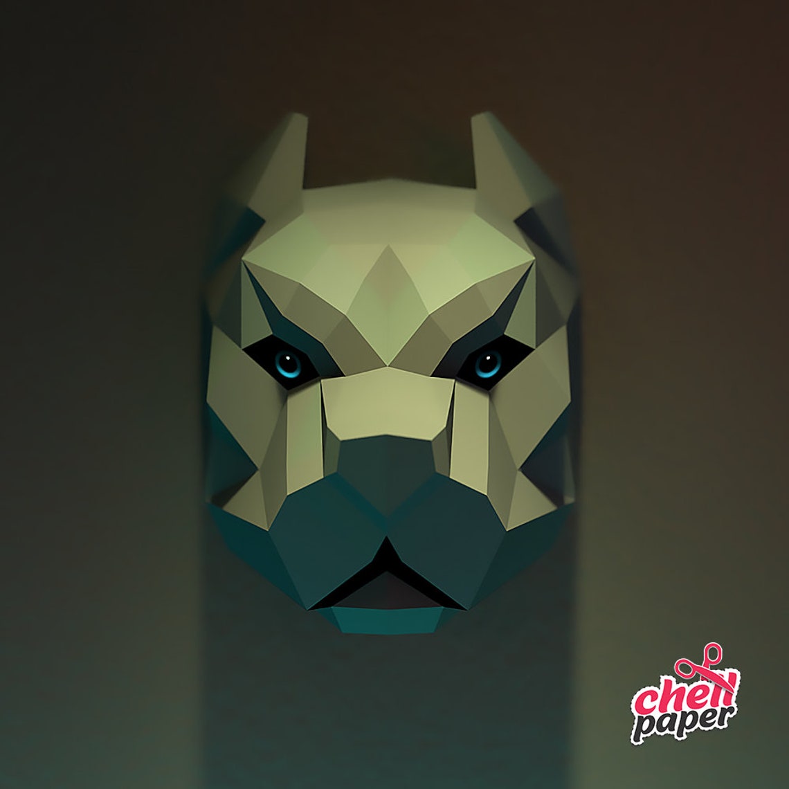 Pitbull Paper Dog Head 3D Sculpture Paper Craft Model | Etsy