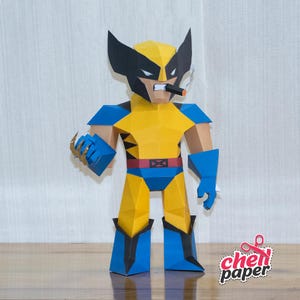 Wolverine, Deadpool, papercraft, diy, x-men, héroe, amarillo, hecho a ...