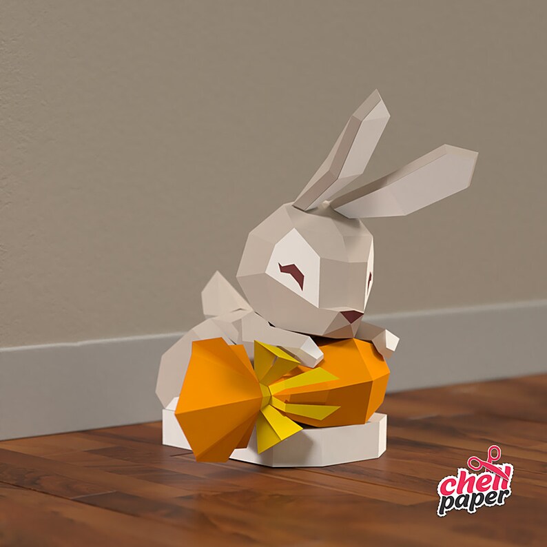 Easter Bunny Bunny Papercraft Low Poly Bunny Low Poly | Etsy