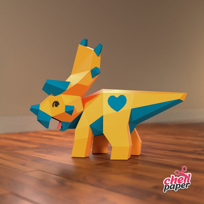 Triceratops Dinosaur Papercraft Lizard Bird Jurassic - Etsy