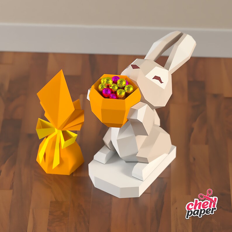 Bunny Papercraft Low Poly Bunny Low poly animal Paper - Etsy México