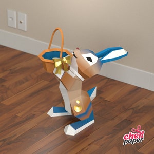 Bunny Papercraft, Blue Paper Rabbit, Origami Rabbit, Cute Rabbit, Blue ...