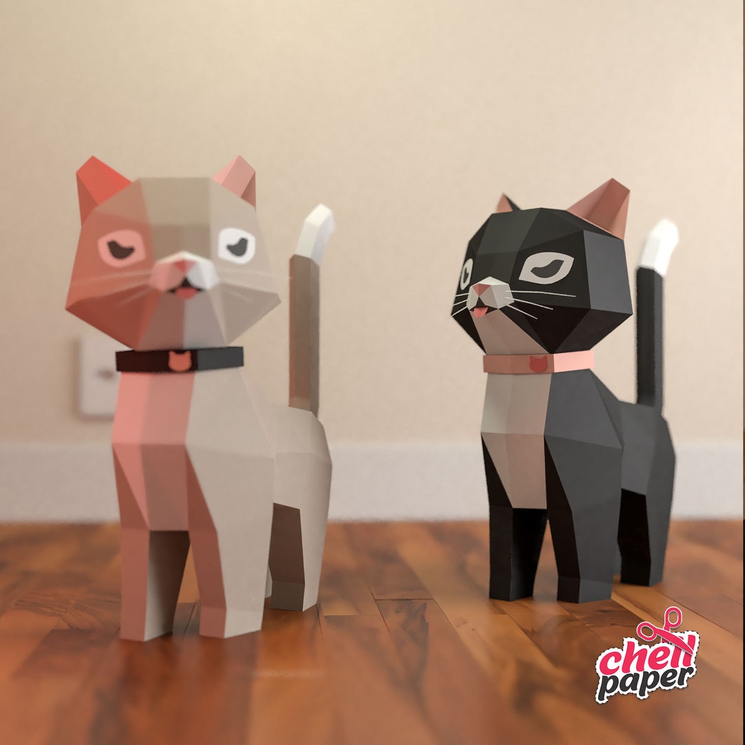 3D Papercraft Cat Cat 3D PDF Template Papercraft Animals - Etsy
