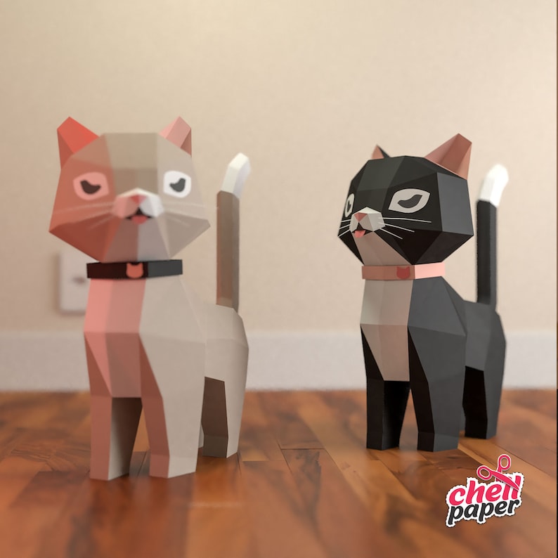 3D Papercraft Cat Cat 3D PDF Template Papercraft Animals | Etsy