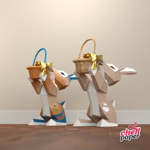 Bunny Papercraft, Blue Paper Rabbit, Origami Rabbit, Cute Rabbit, Blue ...