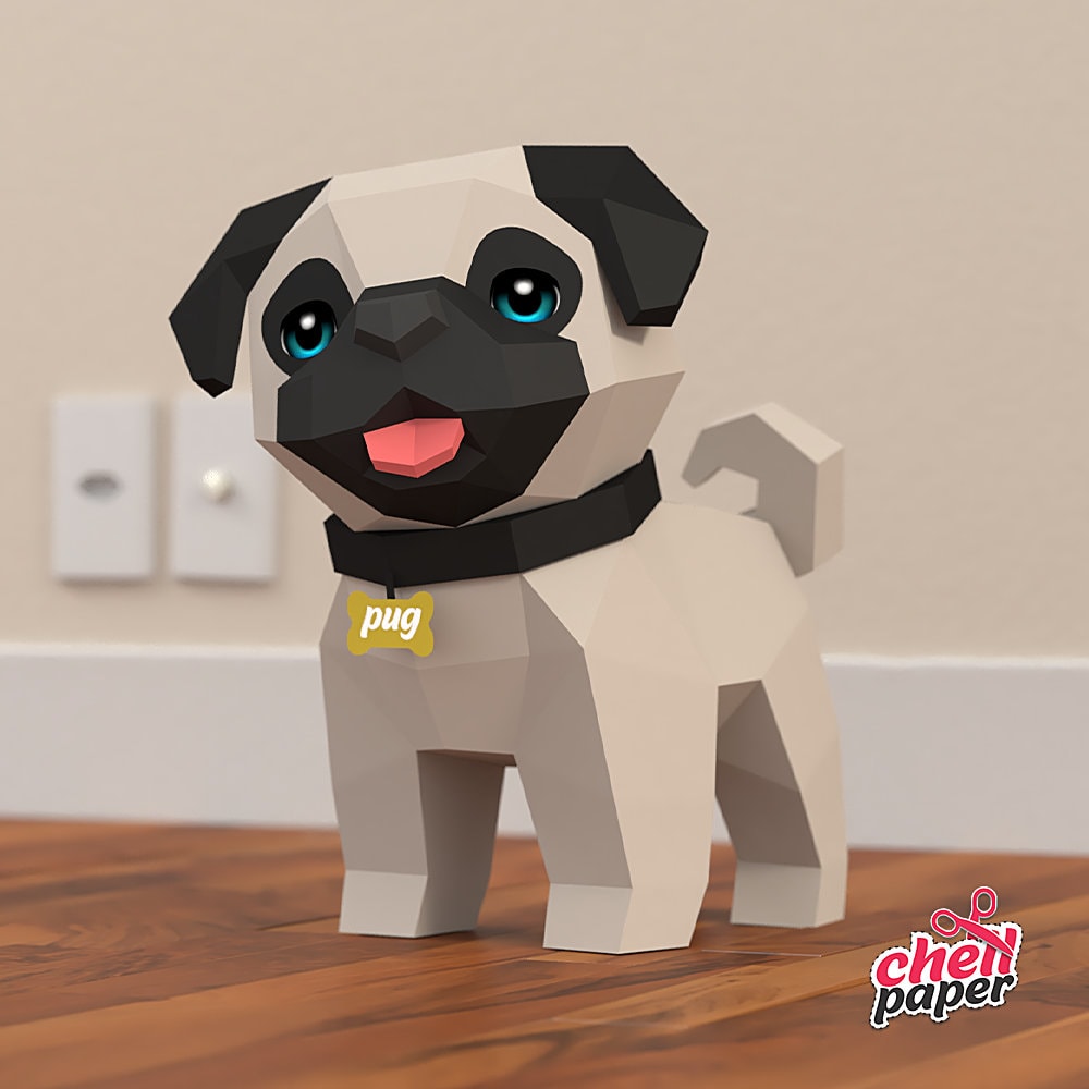 3D Papercraft Pug Papercraft Template Diy Papercraft PDF - Etsy Hong Kong