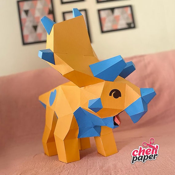 Triceratops Dinosaur Papercraft Lizard Bird Jurassic - Etsy