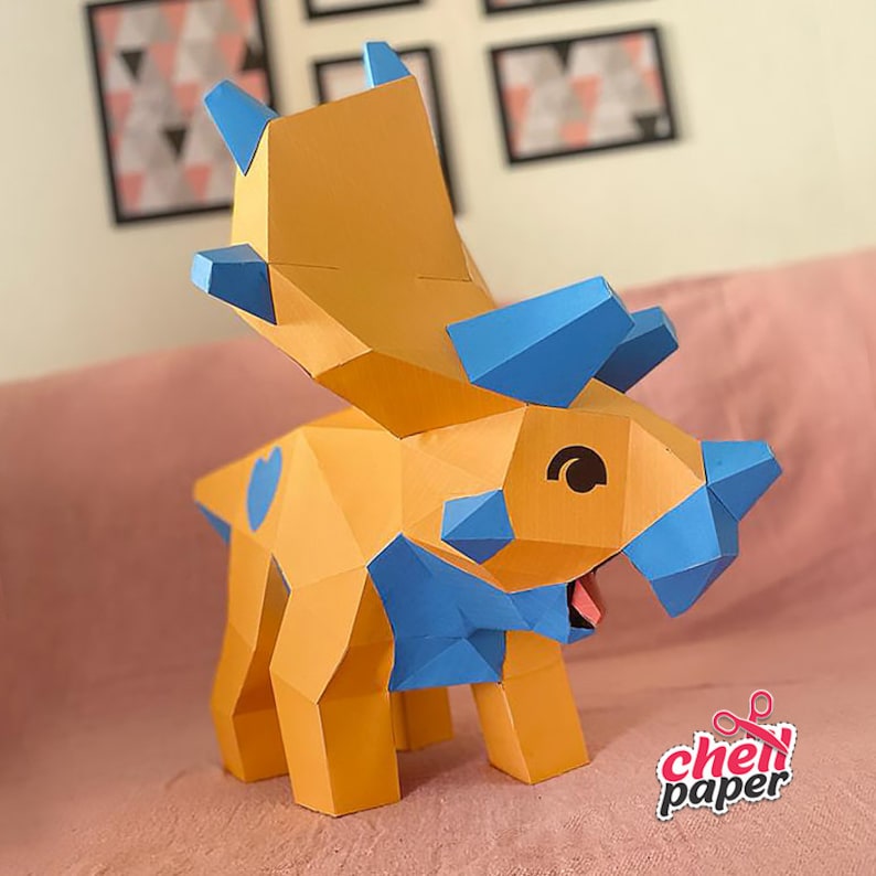 Triceratops Dinosaur Papercraft Lizard Bird Jurassic - Etsy
