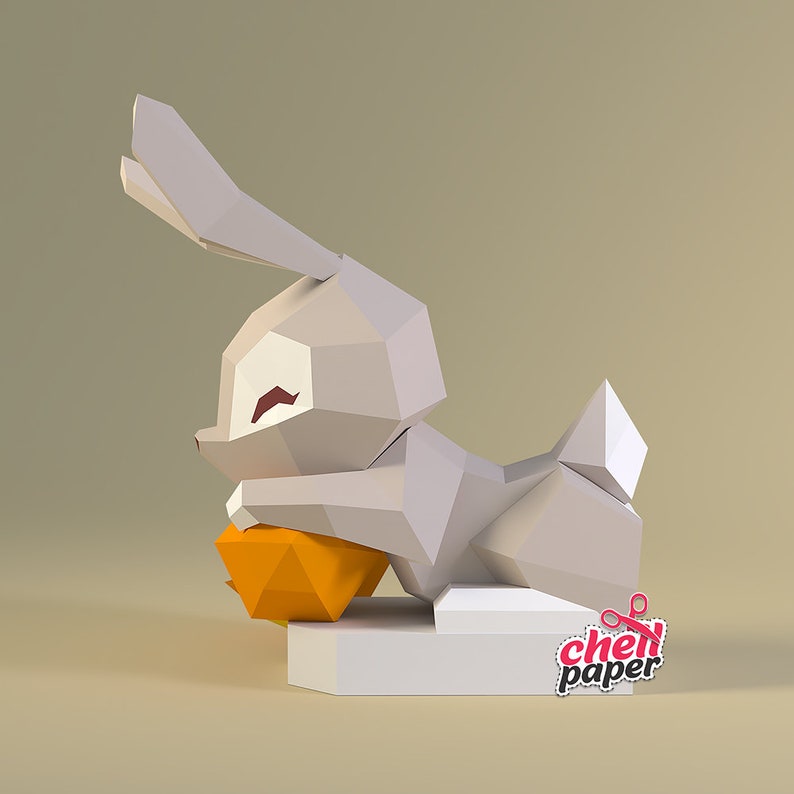 Easter Bunny Bunny Papercraft Low Poly Bunny Low Poly | Etsy