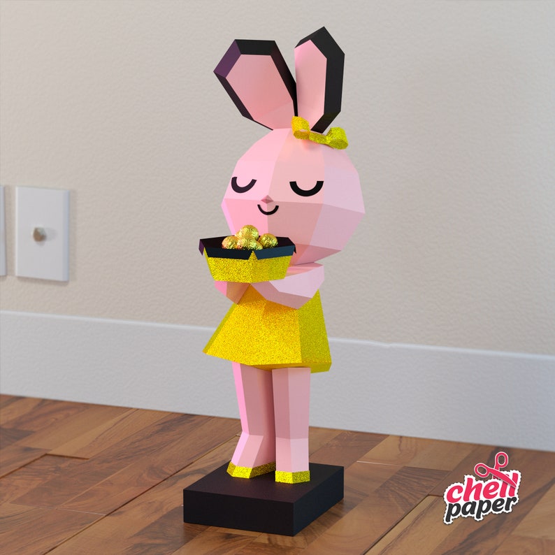 Coelhinha 3D Papercraft Easter Bunny Bunny Papercraft Low | Etsy