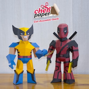 Deadpool, Wolverine, Papercraft, Diy, X-men, Hero, Yellow, Handmade ...