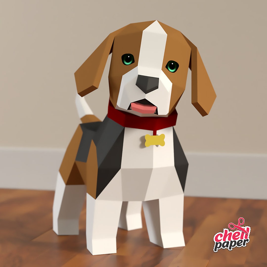 3D papercraft perro beagle, papercraft diy, papercraft PDF - Etsy España