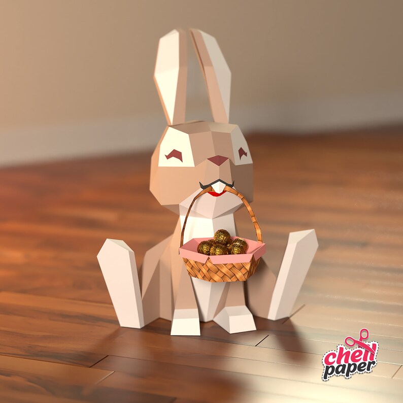 Bunny Bunny Papercraft Кролик Low Poly Animal Paper - Etsy