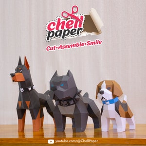 Beagle, Papercraft, Diy, Pitbull, Doberman, Dog Art, Handmade, Paper ...