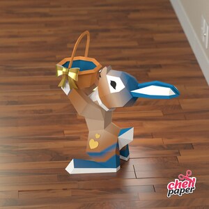 Bunny Papercraft, Blue Paper Rabbit, Origami Rabbit, Cute Rabbit, Blue ...
