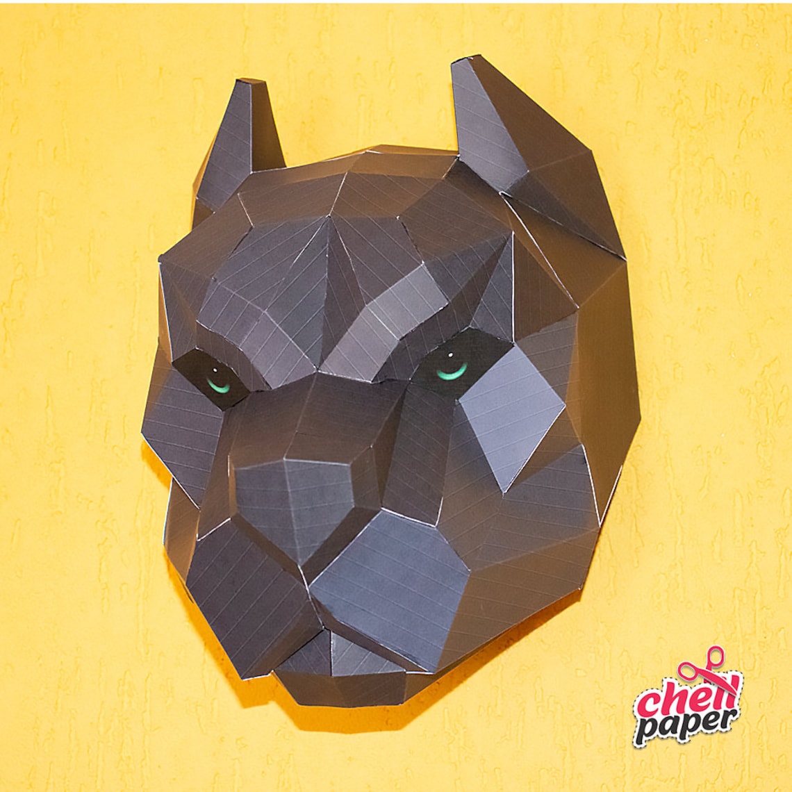 Pitbull Paper Dog Head 3D Sculpture Paper Craft Model | Etsy