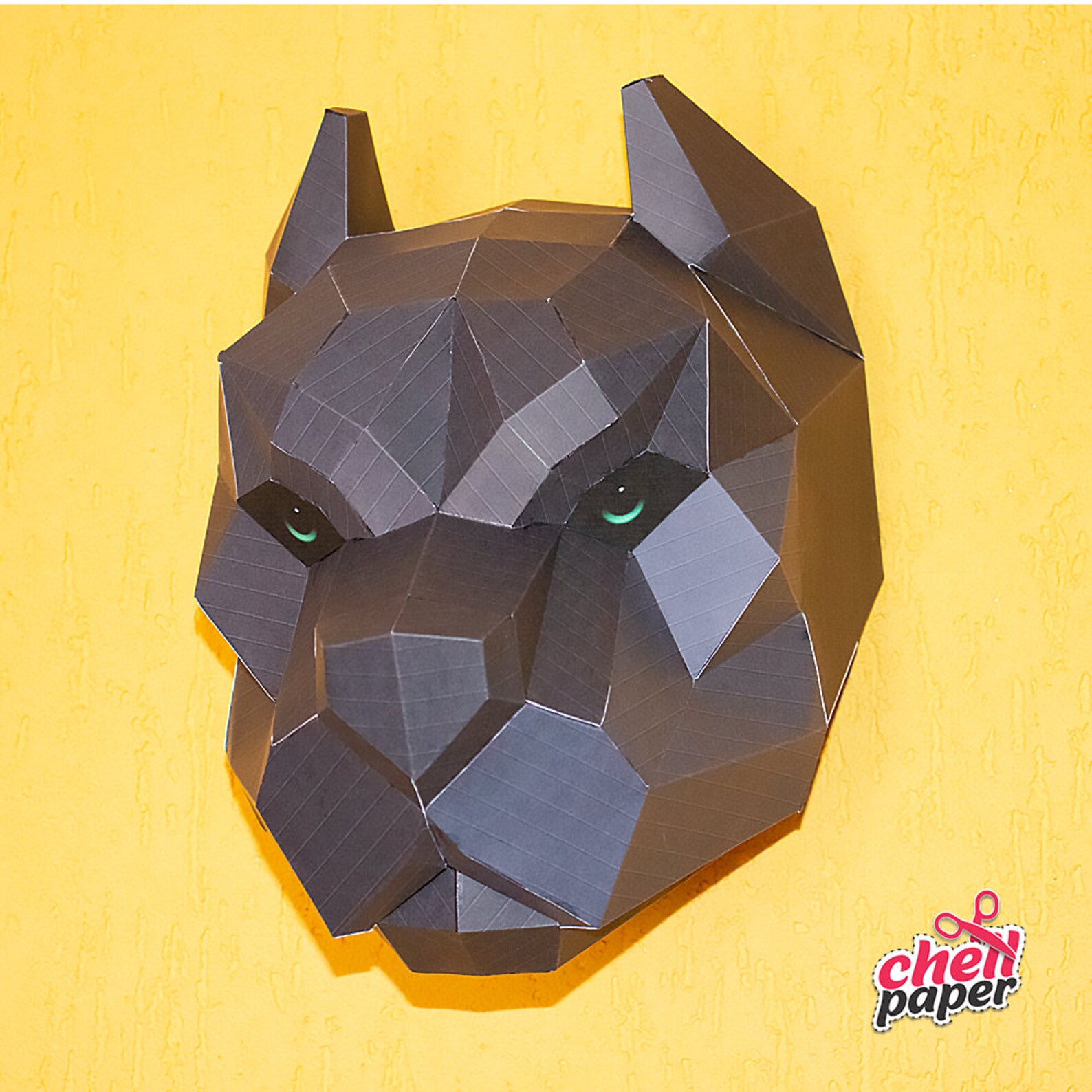 Pitbull Paper Dog Head 3D Sculpture Paper Craft Model | Etsy