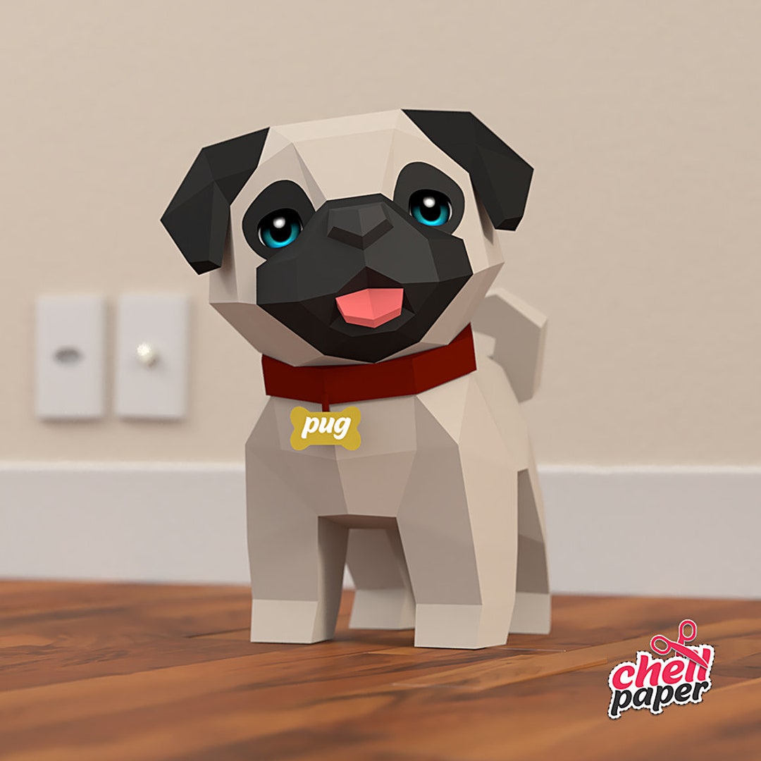 3D Papercraft Pug Papercraft Template Diy Papercraft PDF - Etsy Hong Kong