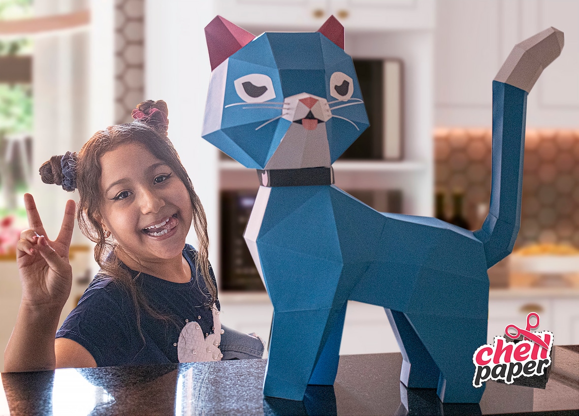 3D Papercraft Cat, Cat, 3D PDF Template, Papercraft Animals, Cat ...
