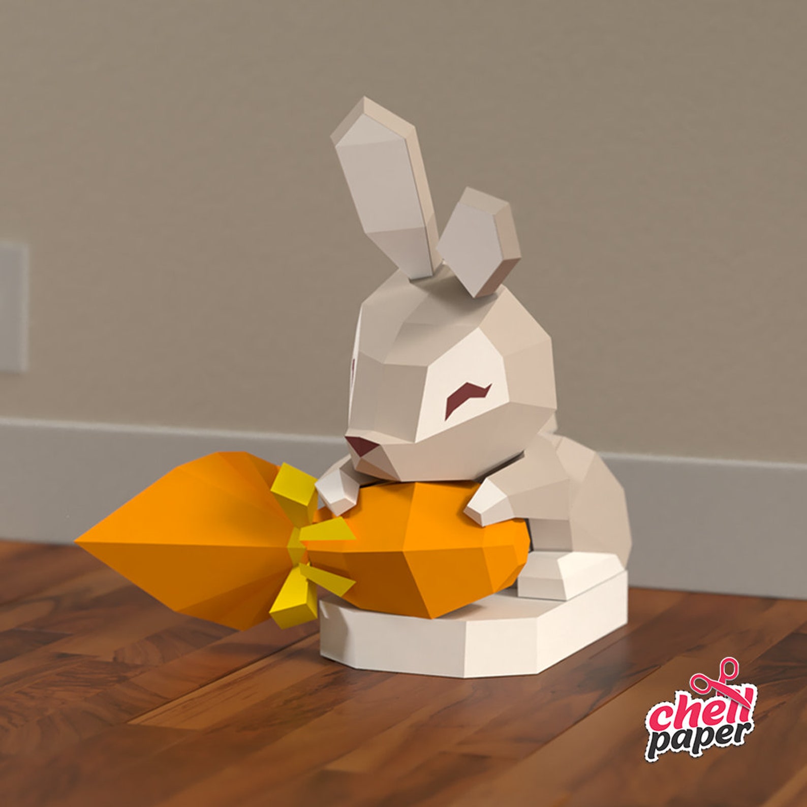 Easter Bunny Bunny Papercraft Low Poly Bunny Low Poly | Etsy