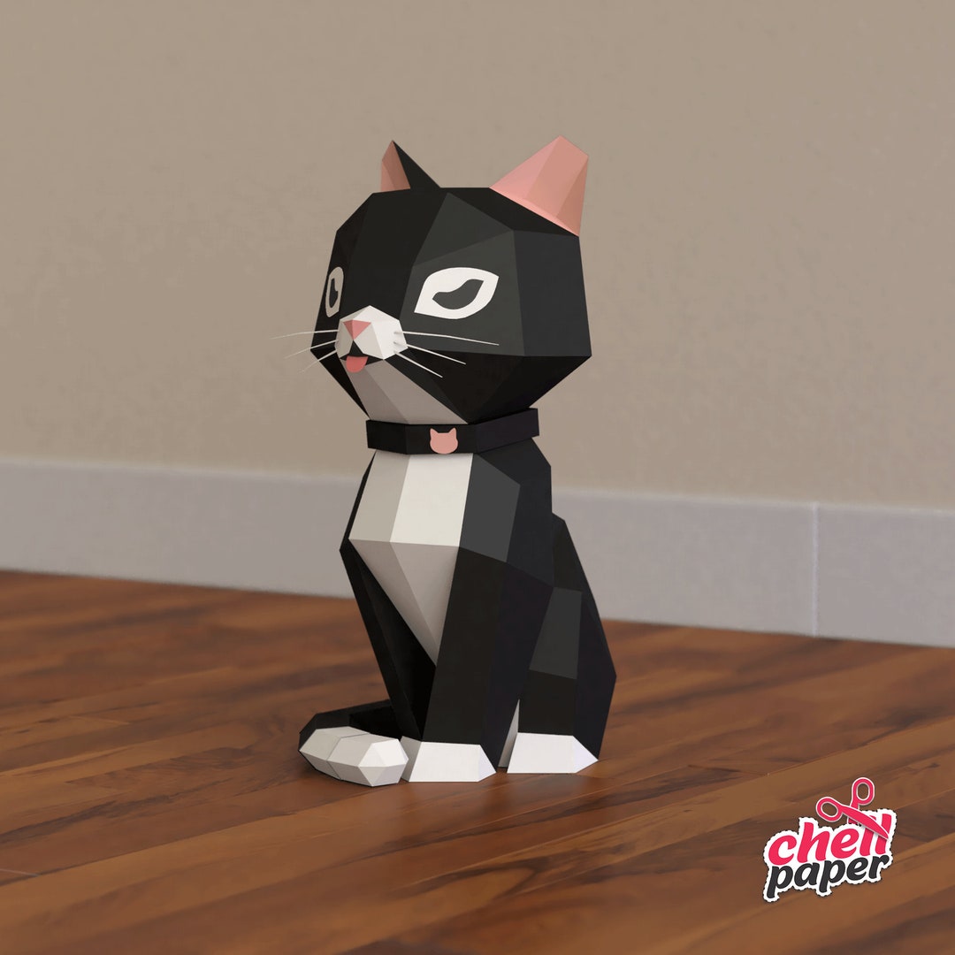 3D Papercraft Cat, Cat, 3D PDF Template, Papercraft Animals, Cat ...