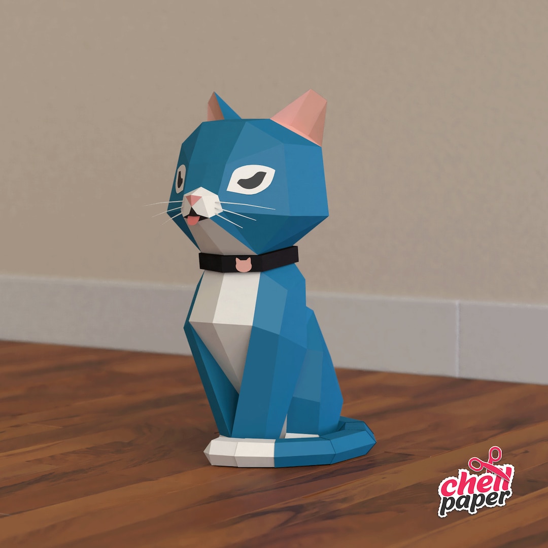 3D Papercraft Cat Cat 3D PDF Template Papercraft Animals - Etsy