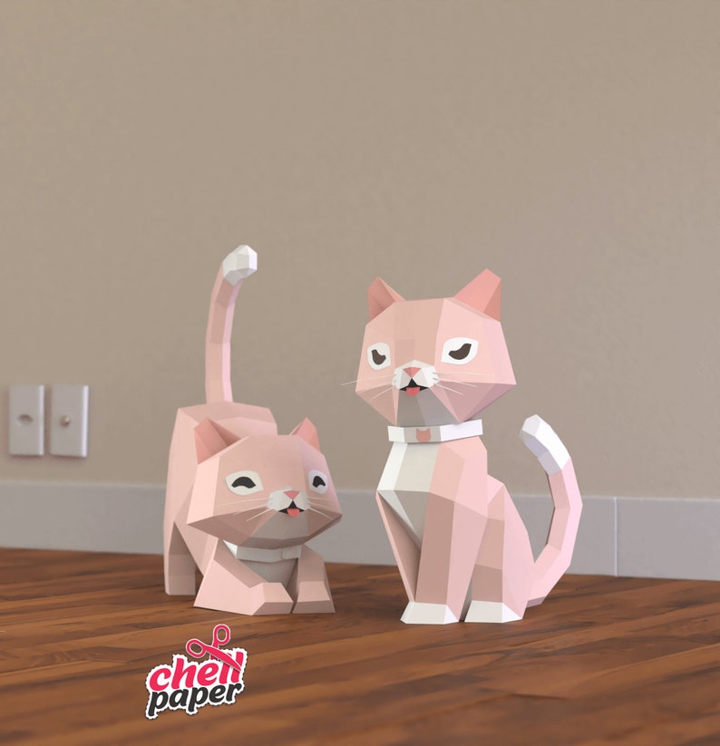 3D Papercraft Cat, Cat, 3D PDF Template, Papercraft Animals, Cat ...