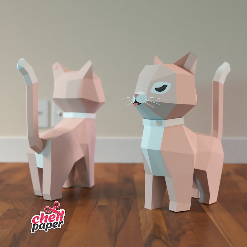 3D Papercraft Cat Cat 3D PDF Template Papercraft Animals | Etsy