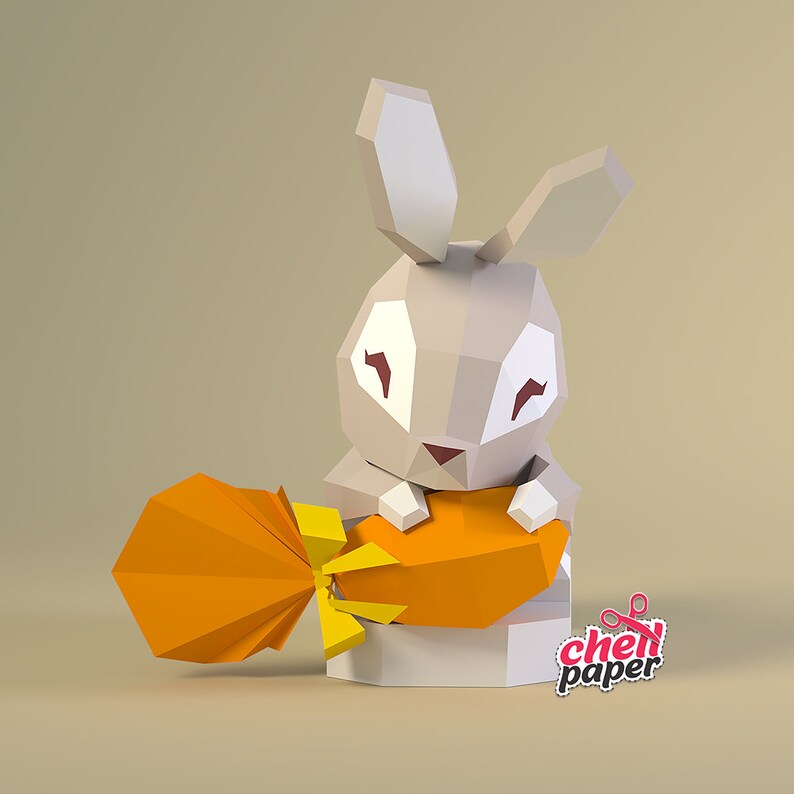 Easter Bunny Bunny Papercraft Low Poly Bunny Low Poly | Etsy