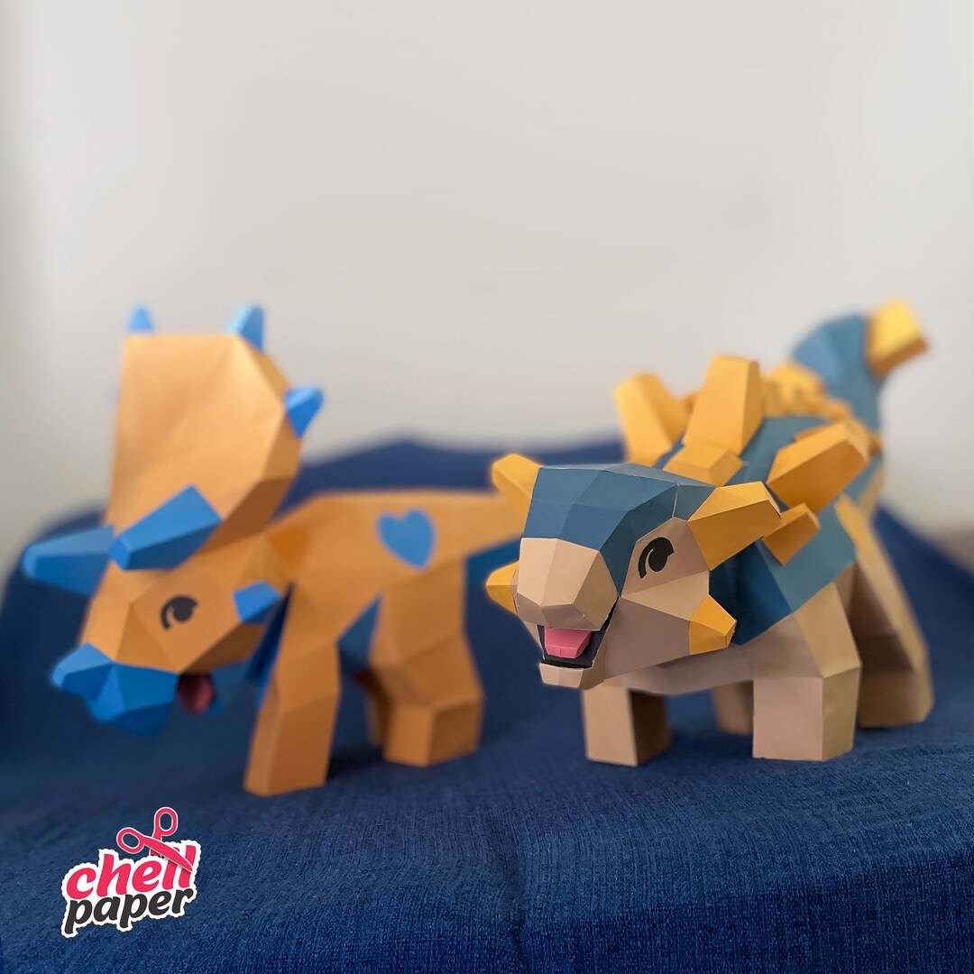 Ankylosaurus, Dinosaur, Papercraft, Lizard, Bird, Jurassic, Baby, Horns ...