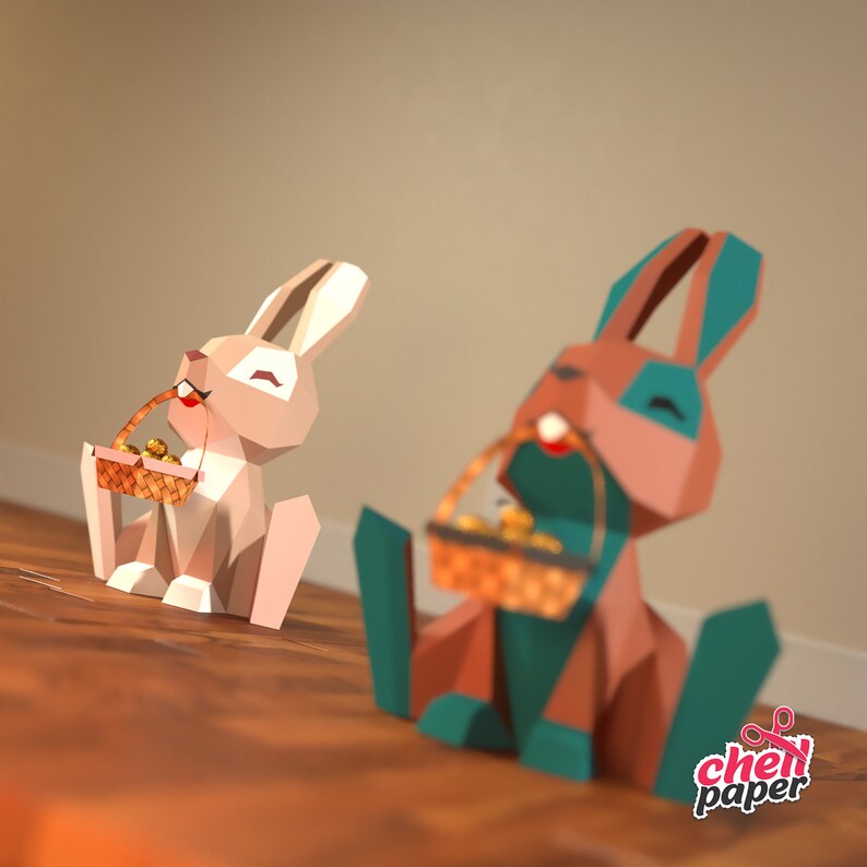 Bunny Bunny Papercraft Кролик Low Poly Animal Paper - Etsy