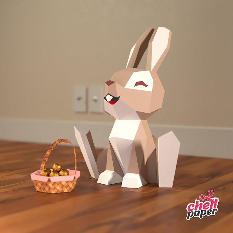 Bunny Bunny Papercraft Кролик Low Poly Animal Paper - Etsy