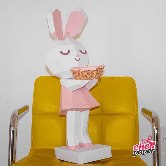 Coelhinha 3D Papercraft Easter Bunny Bunny Papercraft Low | Etsy