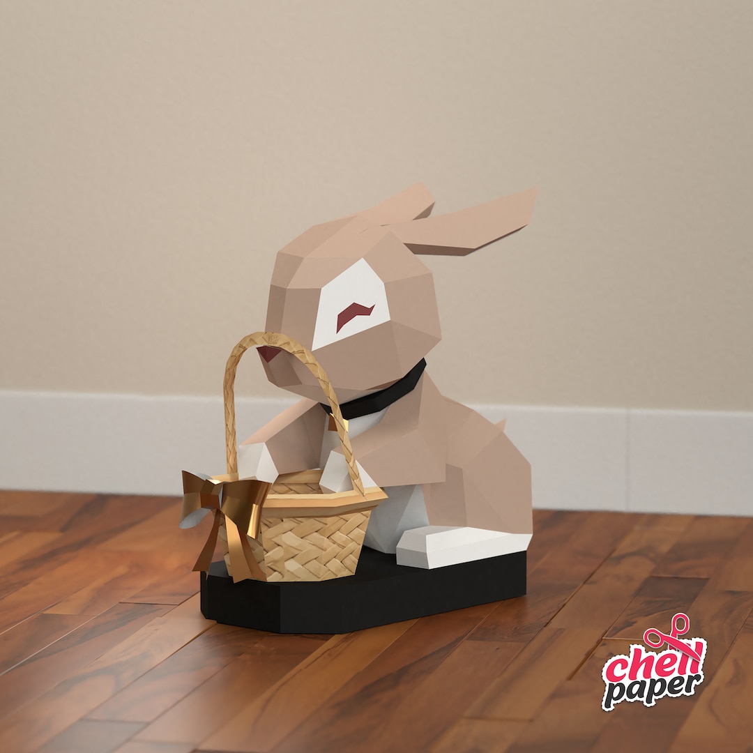 Easter Bunny, Bunny Papercraft, Low Poly Bunny, Low Poly Animal, Paper ...