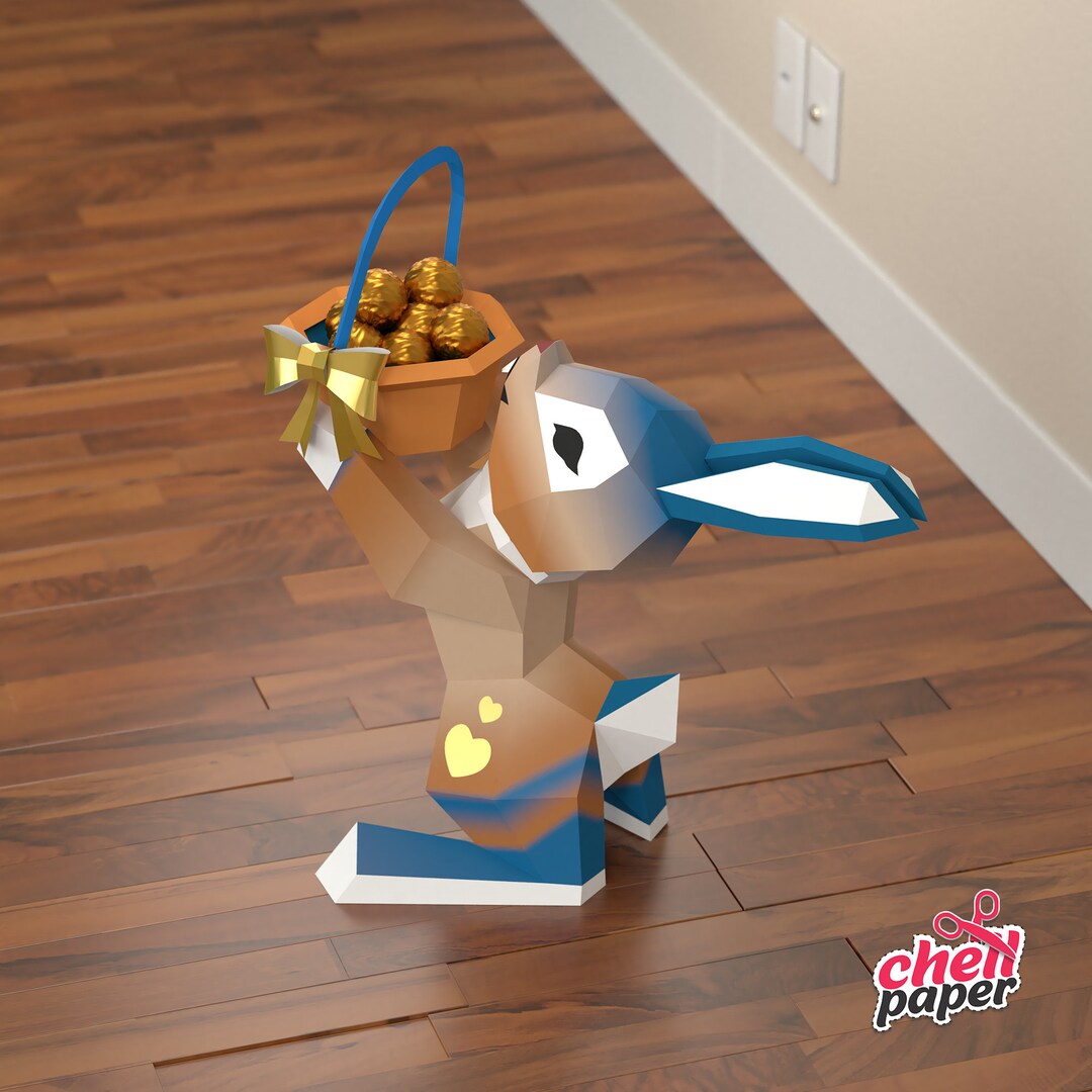 Bunny Papercraft Blue Paper Rabbit Origami Rabbit Cute - Etsy