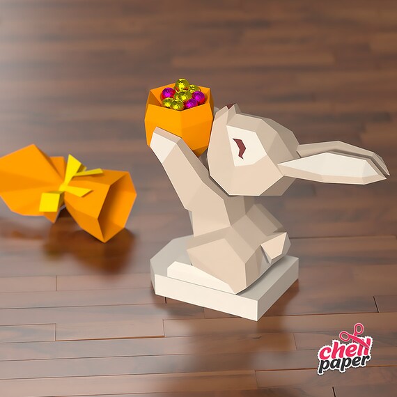 Bunny Papercraft Low Poly Bunny Low poly animal Paper | Etsy México