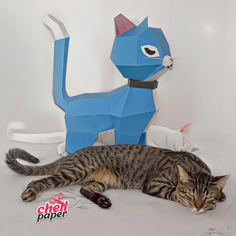 3D Papercraft Cat, Cat, 3D PDF Template, Papercraft Animals, Cat ...