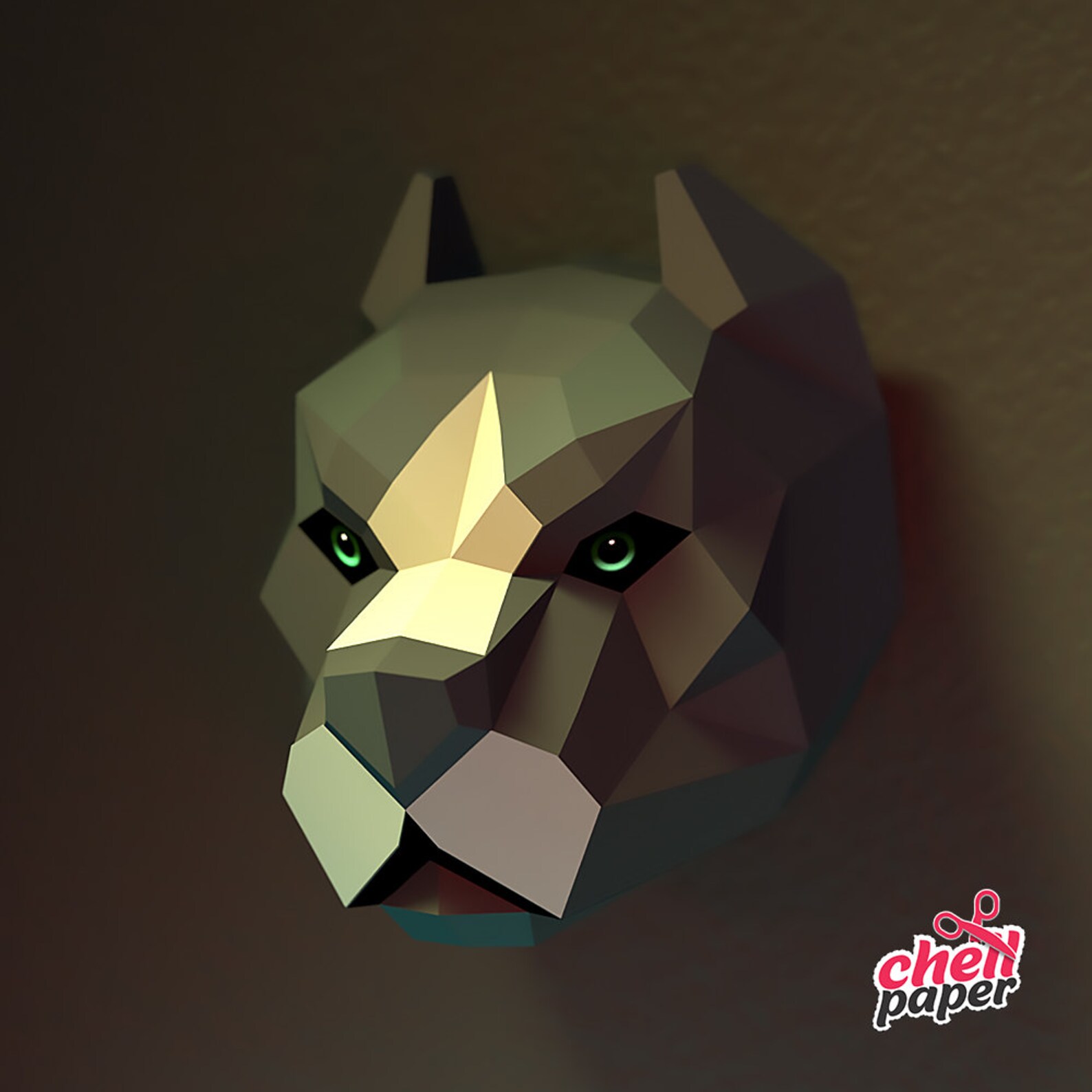 Pitbull Paper Dog Head 3D Sculpture Paper Craft Model | Etsy