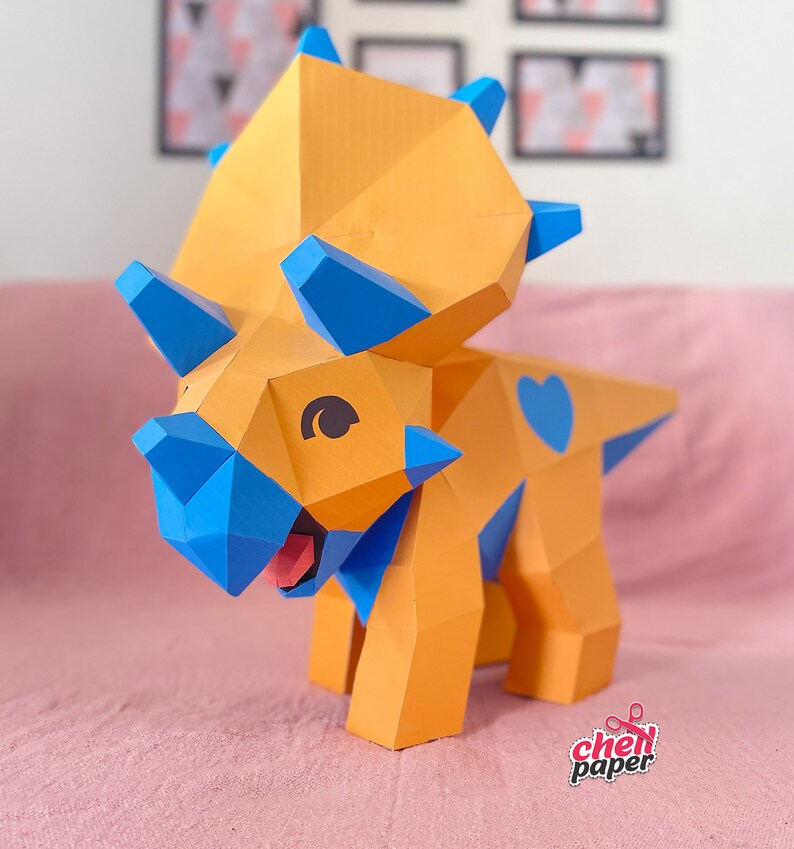 Triceratops Dinosaur Papercraft Lizard Bird Jurassic - Etsy