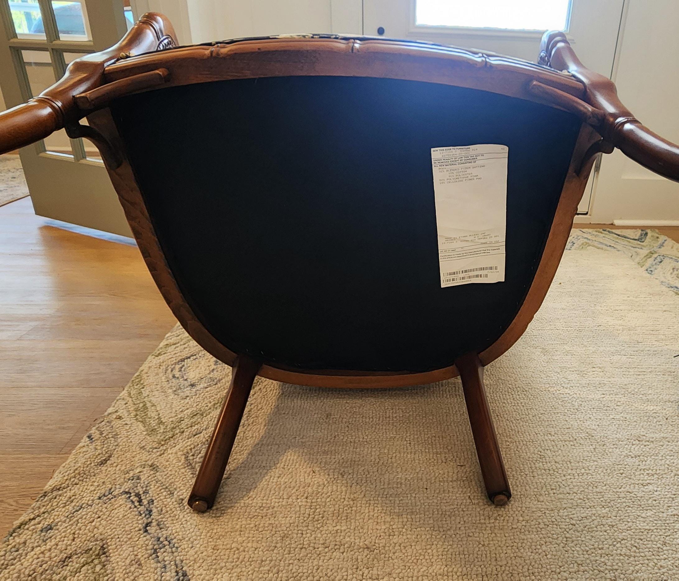 Ethan Allen Faux Bamboo Cane Wingback Accent Chair With Floral ...