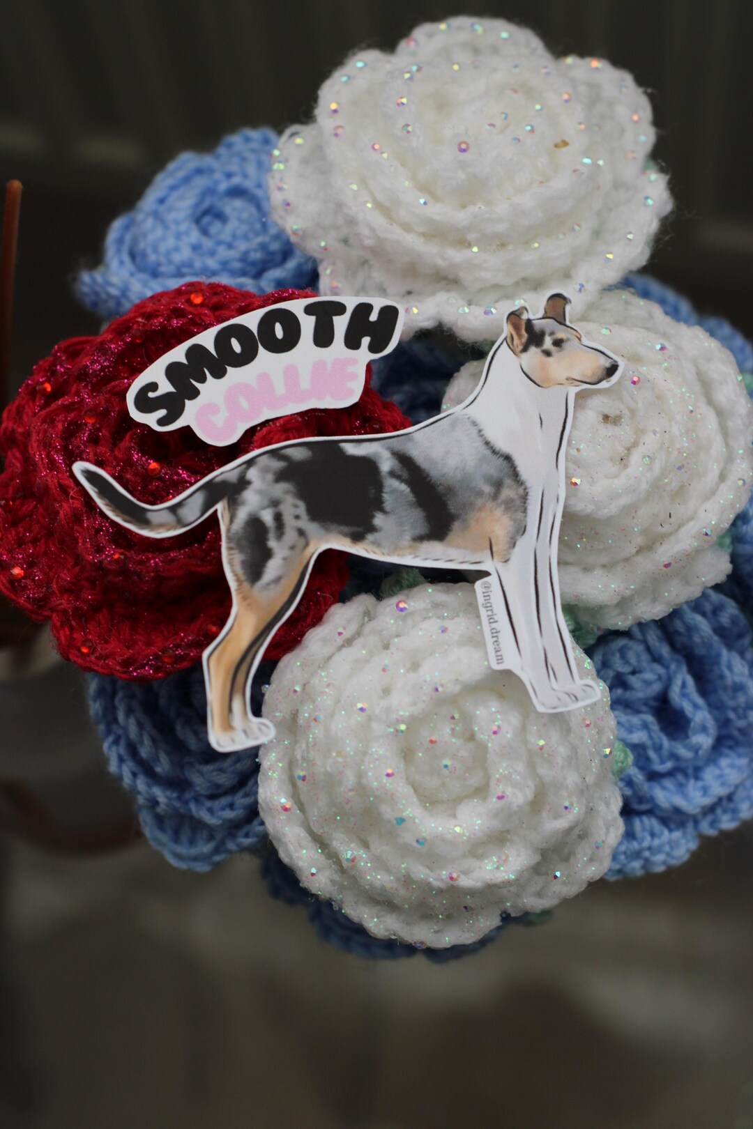 Blue Merle Smooth Collie Sticker, Dog Lover Gift, Cute Pet Decal ...