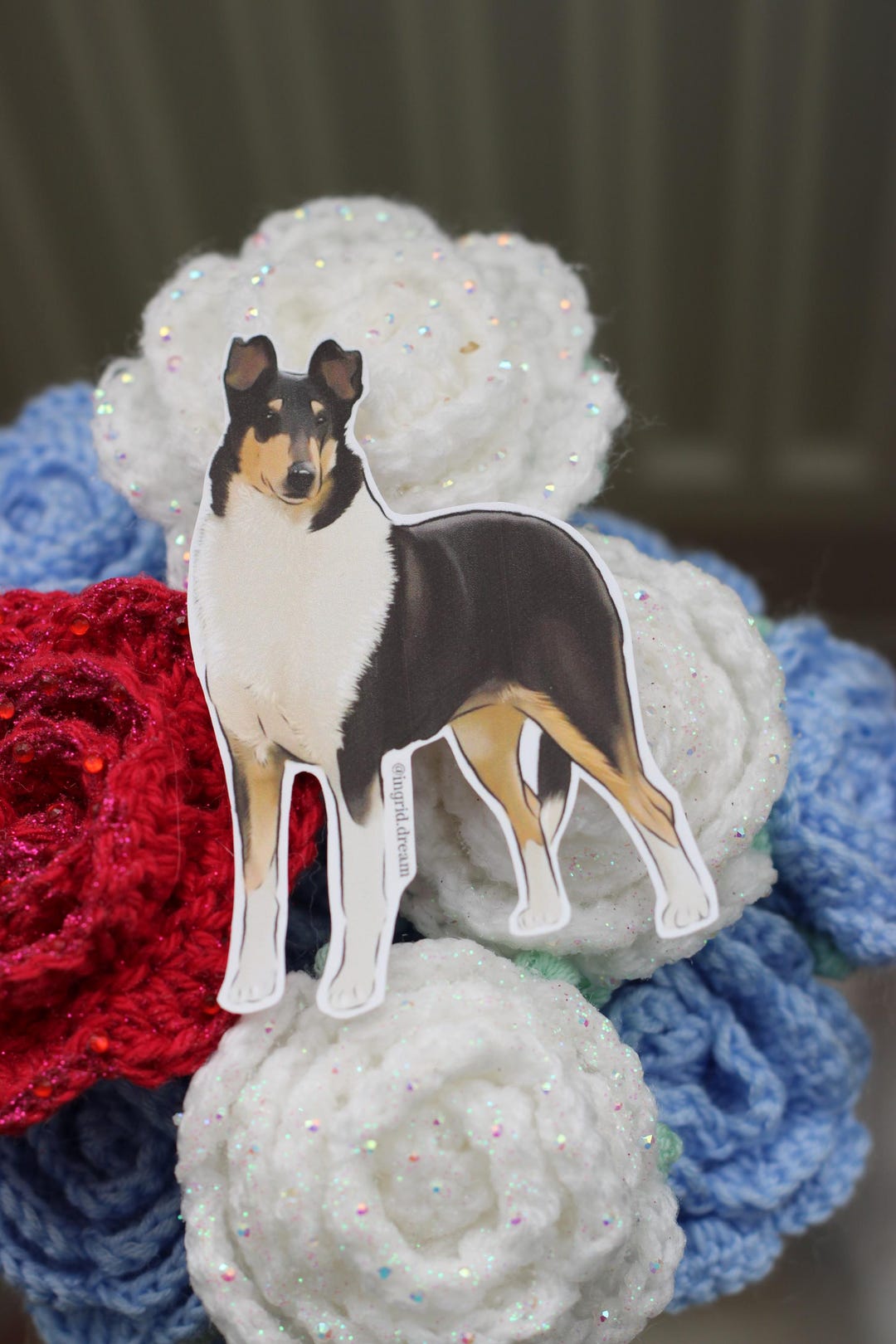 Tricolour Smooth Collie Stickers, Cute Dog Decals, Vinyl Laptop Decal ...