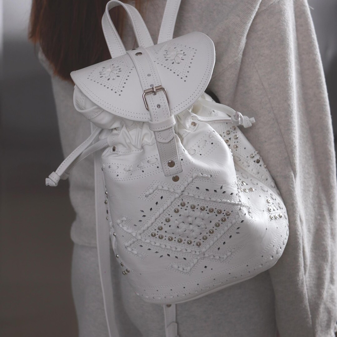White Mini Backpack Purse, Leather Backpack, Genuine Leather Mini ...