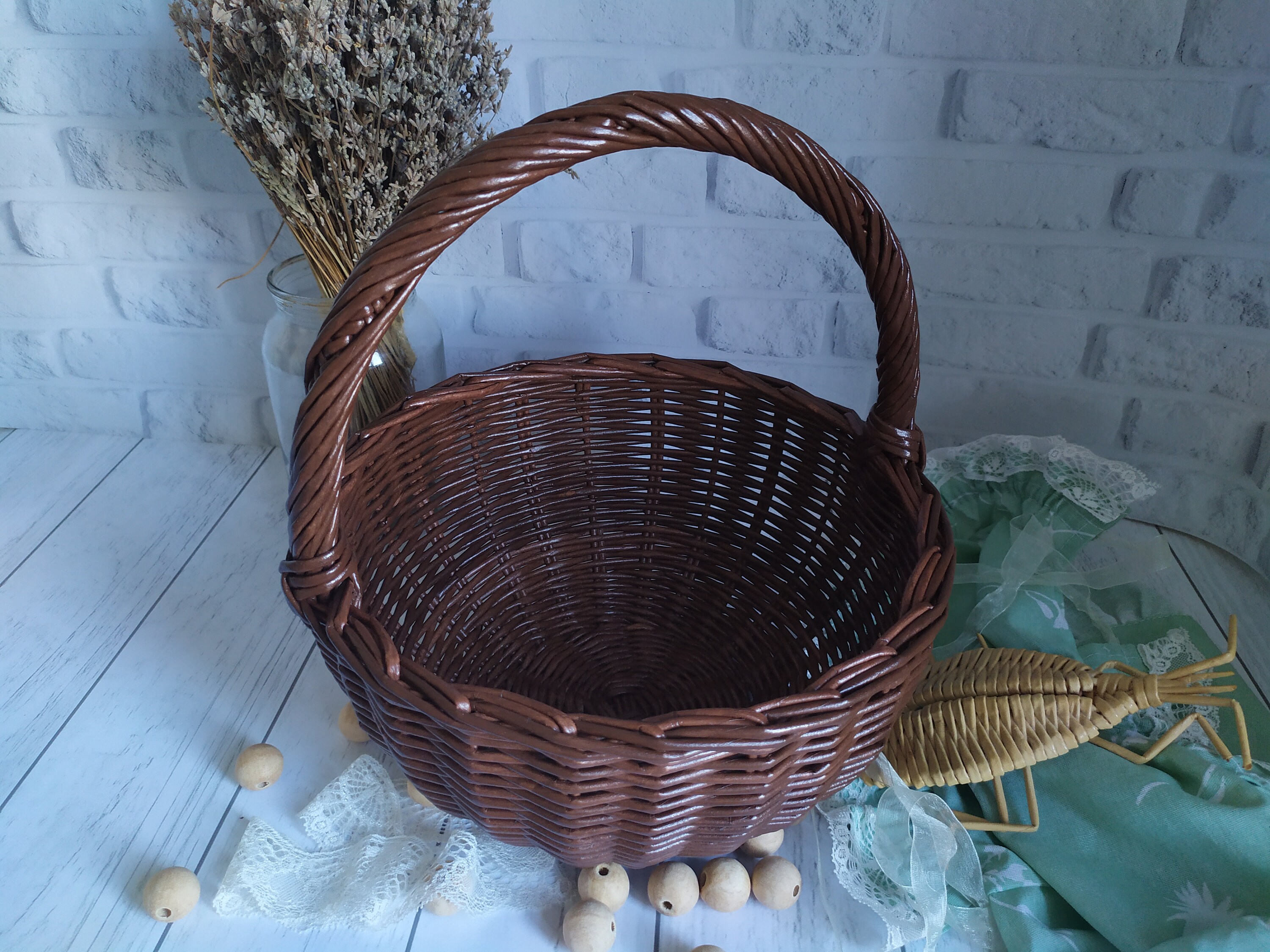Rustic Wedding Basket Wicker Wedding Basket Girl Basket With Handle ...