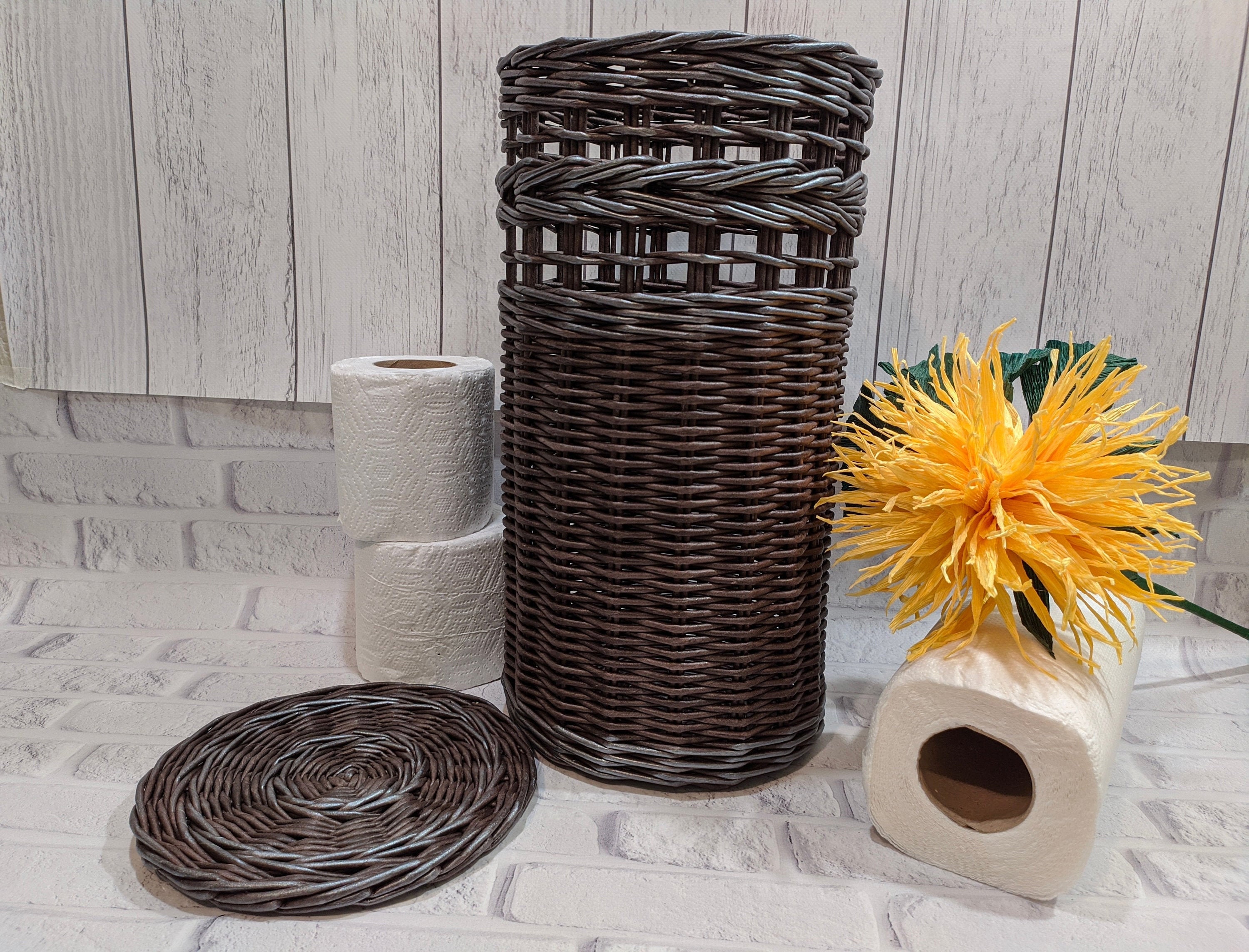Versatile Round Wicker Storage Basket With Lid Stylish - Etsy