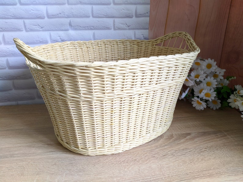Large Wicker Laundry Basket Large Laundry Basket Oval Basket - Etsy